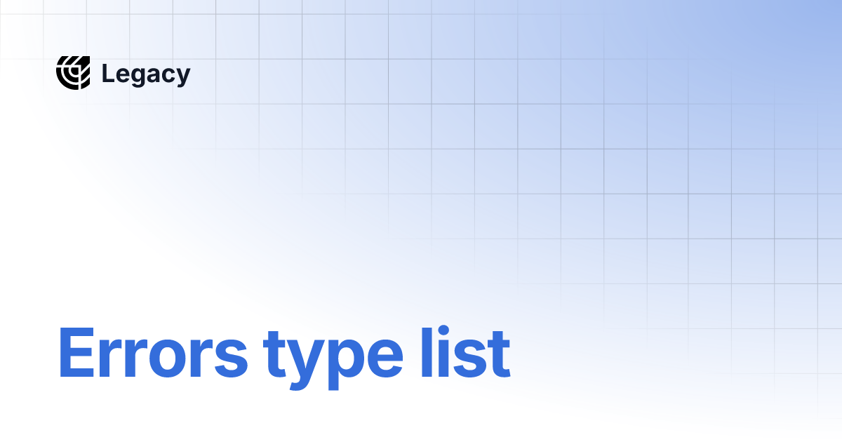 Errors type list | Documentation